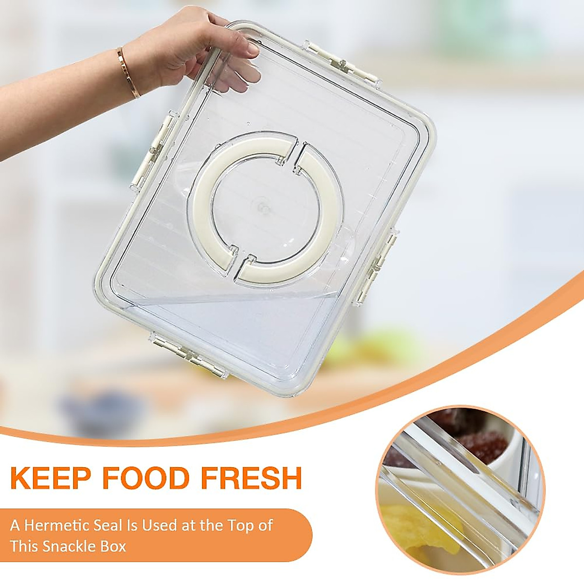 Divided Serving Tray with Lid and Handle - 8 Compartment Snackle Box Charcuterie Container, Food Container,Snack Tackle Box,Clear Snack Organizer Travel,For Party,Road Trips,Picnic,Sport Games 1pack