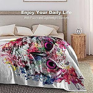 Owl Blanket, Soft Fluffy Flannel Plush Throw Blanket , Cozy Blankets for Bed, Couch, Sofa, Travel and Outdoor 60"X50" Inches
