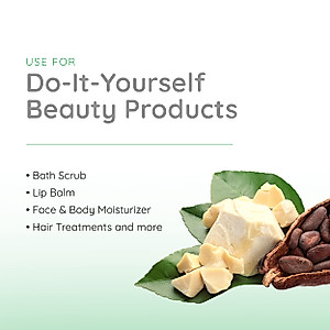 Clean and Green Pure Cocoa Butter - 100% Natural Unscented Refined Base Ingredient for DIY Skin Care Recipes, Stretch Mark Removal, for Soap Making in Premium Resealable Pouch, 14 oz