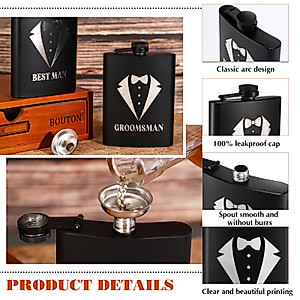 Yaomiao 30 Pcs Groomsmen Gift Wedding Gift, Including 6 Pcs 8 oz Groomsmen Flask 6 Wooden Bottle Opener 6 Party Favors Shot Glasses 6 Groomsmen Gift Boxes Empty 6 Proposal Cards Best Man Gift