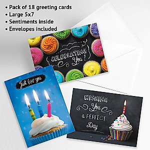 Current Bright Blackboard Birthday Greeting Card Value Pack – Set of 18 (9 Designs), Large 5 x 7 inches, Envelopes Included