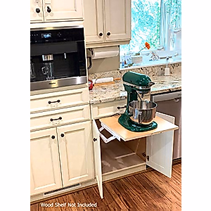 Wood Technology Kitchen Appliance Lift, White, with Self-locking Spring Mechanism for Heavy Appliance Storage and Space Savings
