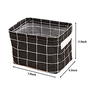 Kamuavni Small Storage Basket Home Decor Cotton And Linen Organizers Bag for Makeup, Book, Baby Toys,Stationery,Baby Nursery Basket With Handles 7.9"*6.3"*5.5" - 4 pack