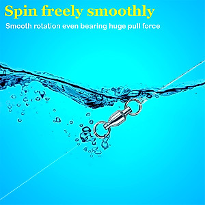 Fishing Swivel, Ball Bearing Swivels, High Strength Stainless Steel Welding Rings Fishing Accessories for Lure Kit Fly Leaders Catfish Tackle Walleye Jigs (Test 65 Pound)