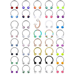 Prjndjw 16G Surgical Steel Nose Septum Rings Piercing Jewelry Horseshoe Septum Jewelry Cartilage Helix Tragus Earring Hoop Eyebrow Lip Hoop Retainer for Women Men Body Piercing Rings 10mm CZ glow
