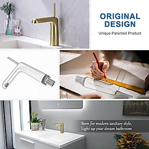 Bathroom Sink Faucet Single Handle Modern Bathroom Faucets for Sink 1 Hole, Deck Mount Lavatory Mixer Tap Wash Basin Faucet Brass (Brushed Gold)