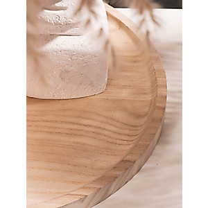 RM ROOMERS 11in Round Wood Tray, Round Coffee Table Tray for Home Decor, Decorative Trays for Coffee Tables, Natural Wood Tray for Kitchen Counter Bathroom Farmhouse