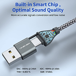 USB to 3.5mm Audio Adapter,2-in-1 USB A/USB Type C to 3.5mm Female Jack Cable Stereo Sound Card for Headphone,Mac,PC,Laptop,Desktops Samsung Galaxy S24 S23,iPhone 16/15 15 Pro Max iPad Pro MacBook