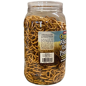 Hanover Organic Ancient Grain Spelt Sea Salt Pretzels Low Fat Cholesterol Trans Fat Free Party Snacks Resealable Container 28 oz Barrel