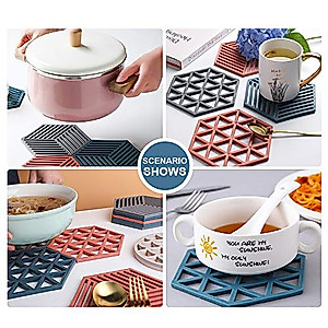 Silicone Trivets Mats for Dishes and Pots, Trivets Hot Pads for Table Countertops, Heat Resistant Trivets, Kitchen Pot Mat Table Decor trivets Pads for Bowl Dish Cooking Dining Set, (3 PCS, Grey)