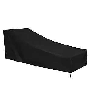Alomejor Garden Chair Cover Waterproof Anti Rust Chaise Lounge Chair Protective Cover Oxford Fabric Outdoor Furniture Cover with Storage Bag(210D Outer Black&Inner Silver)