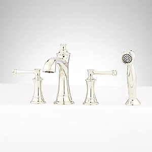 Signature Hardware 948676-LV Beasley Deck Mounted Roman Tub Filler Faucet - Includes Hand Shower, Less Valve