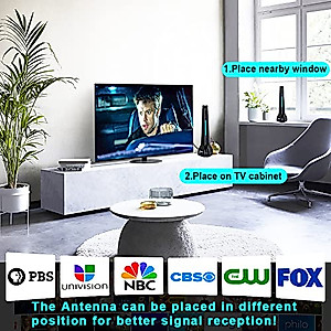 TV Antenna for Smart TV Indoor, Long Range Reception HD Digital TV Antenna Support 4K 1080P Local TV Channels - for HD Smart TV Fire Stick and All Old TV's - 10ft Coax Cable