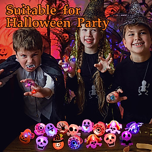 Ouddy Life 50Pcs Halloween Light up Rings for Kids, Glow in the Dark LED Flash Finger Lights Non-Candy Fillers Toys for Trick or Treat Prizes Party Favors Goodie Bag Stuffers
