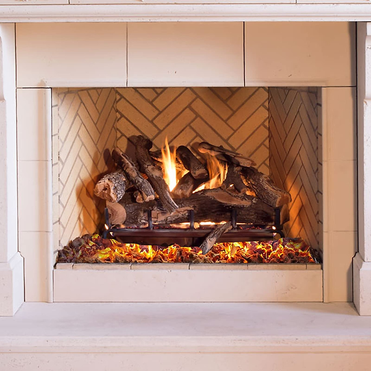 Utheer Glowing Embers for Gas Fireplace, 12 Oz Rock Wool Embers for Vent Free or Vented,Ventless Gas Log Sets, Inserts Indoor Gas Fireplaces