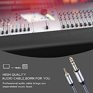 Tiierzon 1/8 to 1/4 Stereo Cable 15Ft, 6.35mm 1/4" Male to 3.5mm 1/8" Male TRS Bidirectional Stereo Audio Cable Jack for Guitar, Home Theater Devices, Speaker and Amplifiers(15Ft)