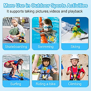 GKTZ Kids Waterproof Camera - Underwater Camera Birthday Gifts for Girls Boys Children Digital Action Camera with 32GB SD Card, Pool Toys for Kids Age 4 5 6 7 8 10