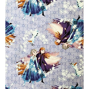 Pack of 2 - Disney Frozen Destiny Awaits on Lavender Cotton Fabric - Elsa Anna & Olaf - 18" x 22" Fat Quarter (Pack of 2)