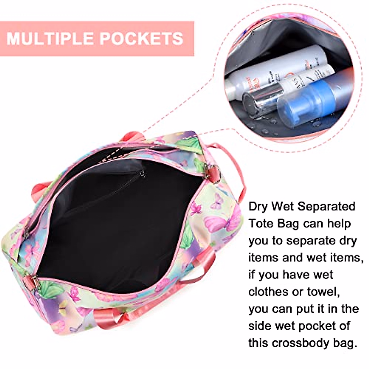 CAMTOP Travel Duffel Bag Girls Women Sport Dance Gym Tote Weekender Overnight Carry-On Bag