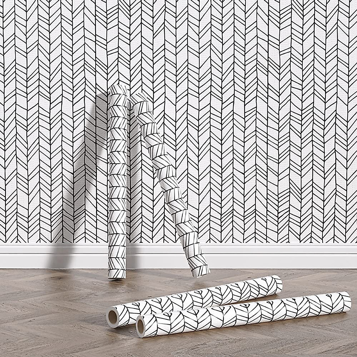 TAOGIFT Peel and Stick Vinyl Black line Striped with Dot Cabinet Liner Contact Paper for Walls Shelves Cabinets Dresser Drawer Wallpaper Furniture Countertop Decal