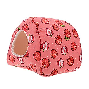 BCOATH Plush Hamster House 1pc Hamster Hamster Stuffed Hamster Hamster Hut Guinea Pigs Hide- Out Warm Guinea Pigs Bed Cloth Hamster Bed Hamster House Cloth Pink Keep Warm