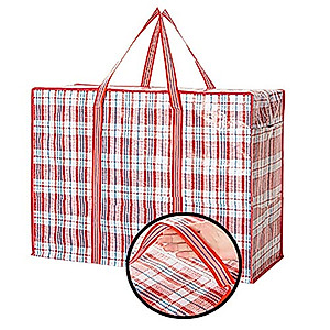 50L Extra Large Storage Bag SQXBK 60x45x20cm/23.62x17.71x7.87inch Red Checkered Water Resistant Organizer Bag Moving Bag Carrying Tote with Zipper and Carrying Handle for Clothes Bedding Comforter, Pillow