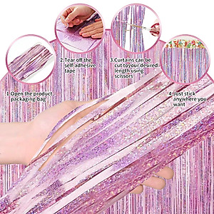 Pink Curtains for Pink Party Decorations, 3 Pack 3.3ft x 8.3ft Pink Streamers for Birthday Girl Princess Bachelorette Euphoria Theme Party Decorations, Pink Backdrop Photo Booth Props Party Supplies