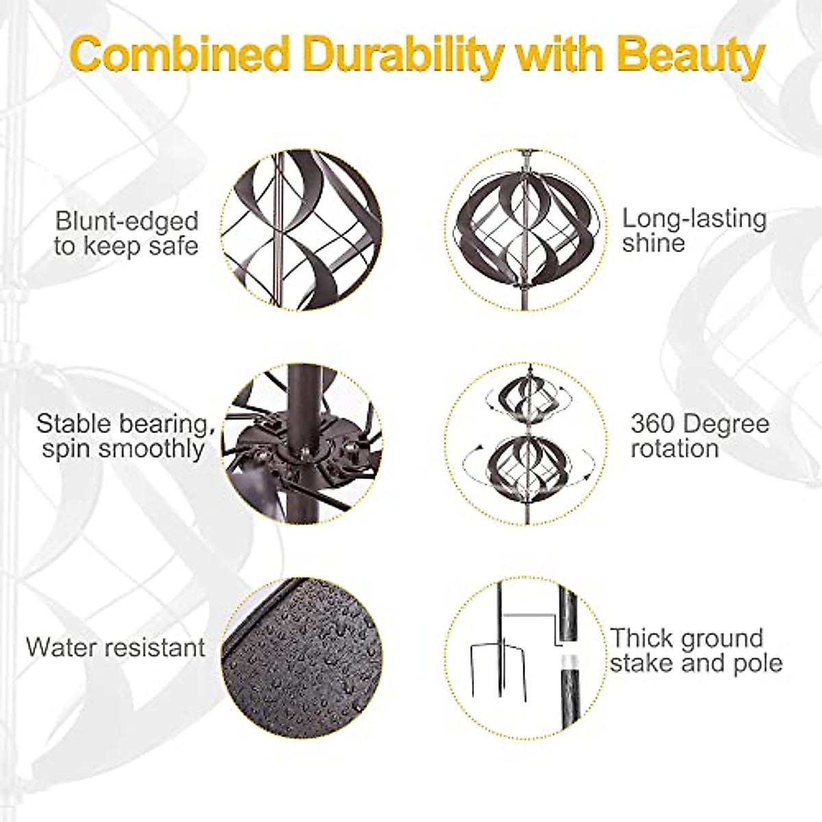 LimeHill Wind Spinner for Yard Garden - Kinetic 3D Metal Wind Spinners for Outdoor Decorations (Copper, 84 Inches)