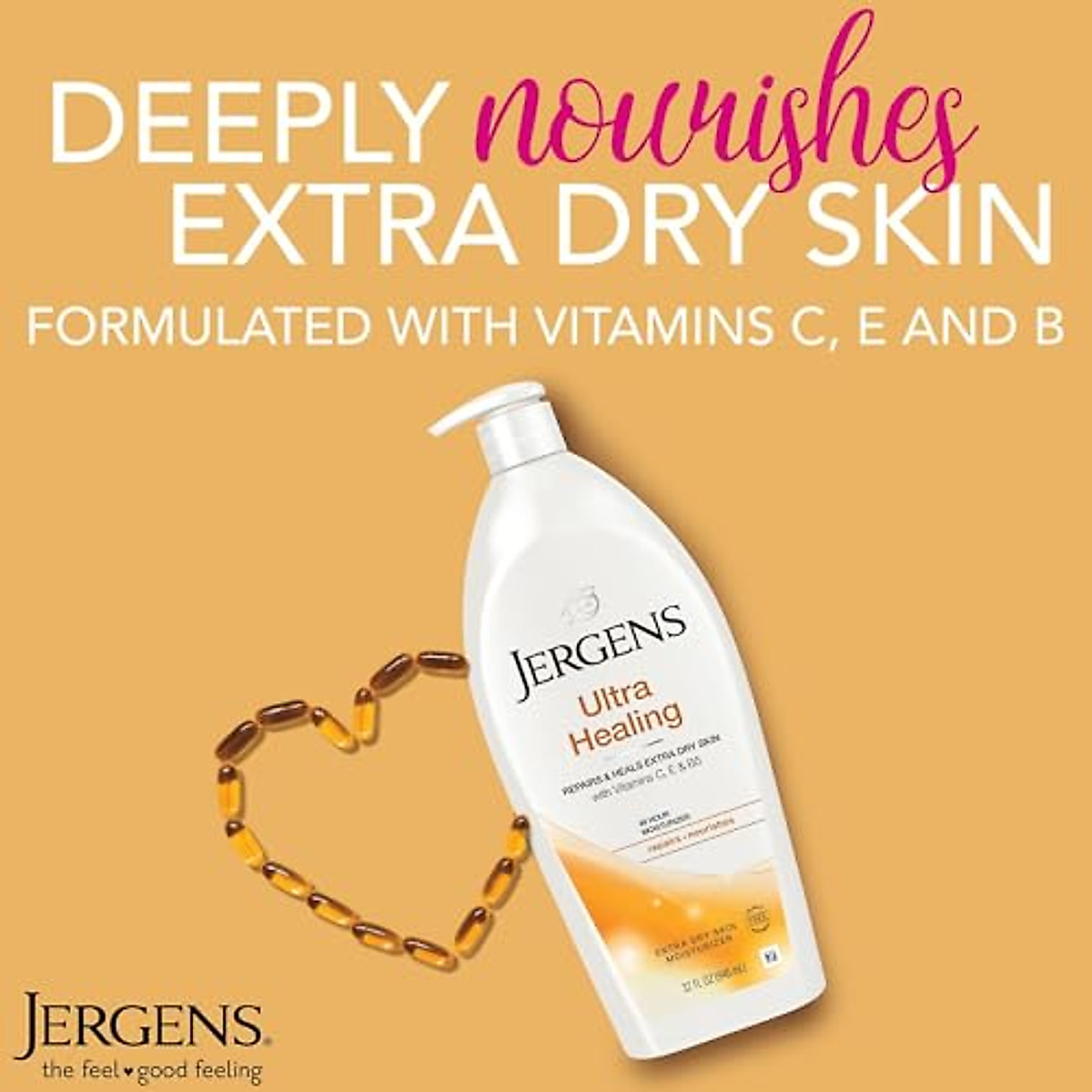 Jergens Ultra Healing Dry Skin Moisturizer, Body and Hand Lotion, for Absorption into Extra Dry Skin, 21 Ounce, with HYDRALUCENCE blend, Vitamins C, E, and B5