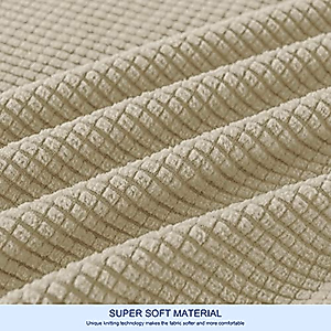 subrtex 4 Piece Sofa Cover High Stretch Couch Slipcover for 3 Cushion Soft Sofa Slipcover Jacquard Fabric Furniture Covers with Elastic Bottom Machine Washable(Sand,Large)