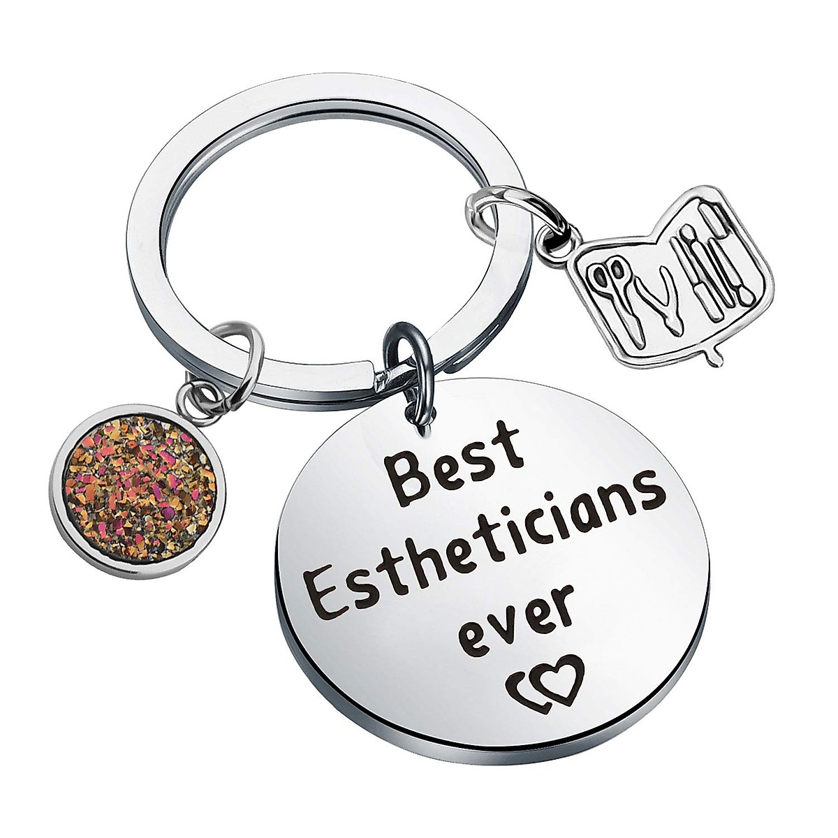 KUIYAI Estheticians Keychain Best Estheticians Ever Keychain with Lipstick Charm Beautician Gift Estheticians Gift (Best Estheticians Ever)
