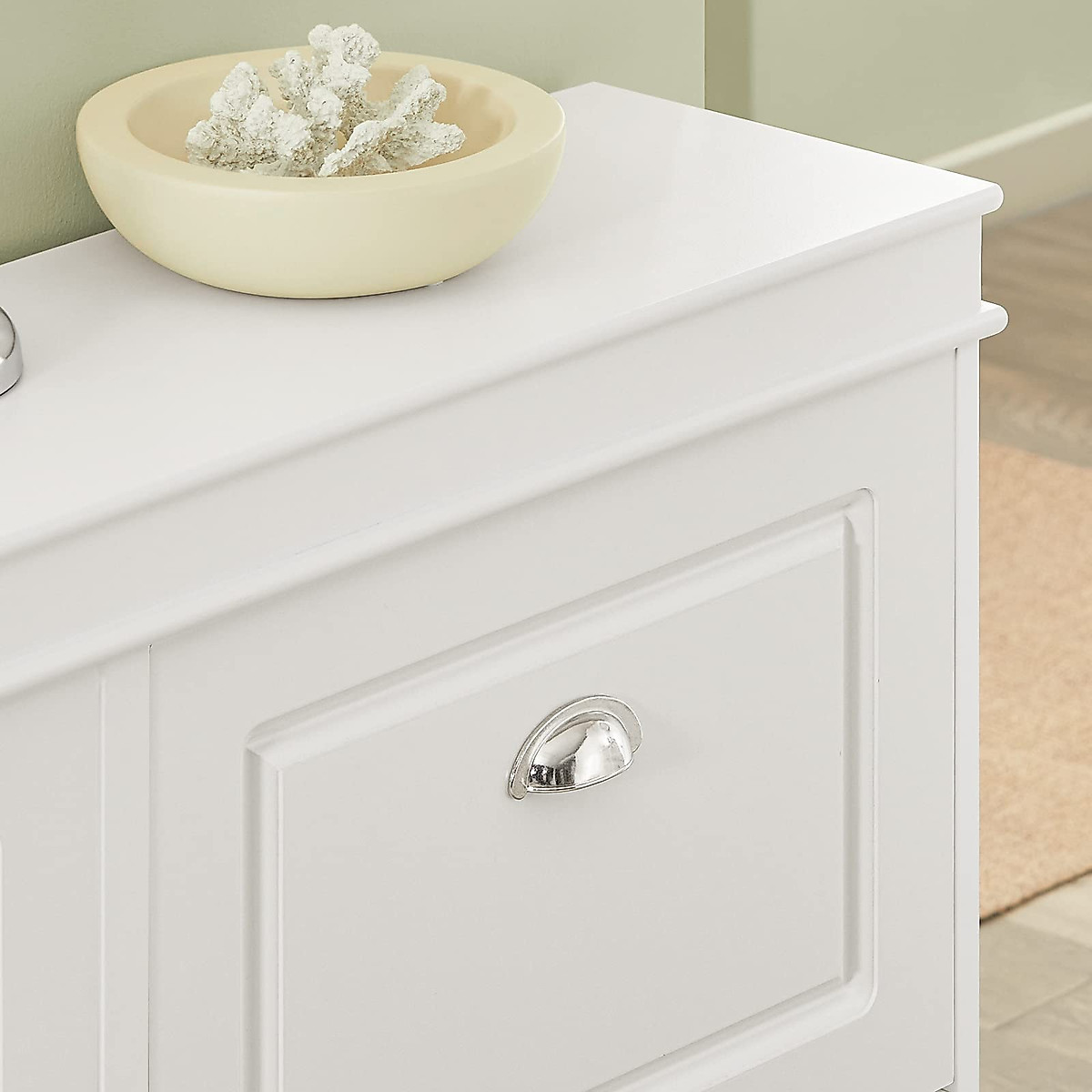 Haotian White Shoe Cabinet with 4 Flip Drawers, Large Freestanding Shoe Rack, Modern Shoe Organizer for Entryway, Hallway, Entance FSR79-W