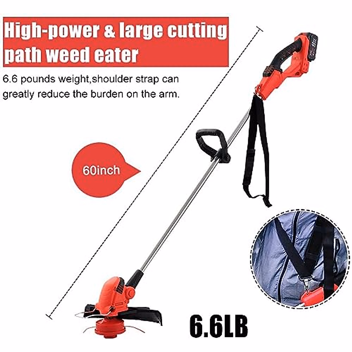 Weed Wacker Cordless Grass Trimmer Electric Weed Retractable, 12/24v Electric Cordless Garden Trimmer with Battery and Charger for Garden (1 Battery,12V)