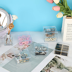 BTSKY Clear Plastic Small Storage Containers with Lid Mini Clear Boxes for Organizing Stackable Paper Clips Holder Multi-use Bead Organizers for Clips, Rhinestones, Hairpins and Candy, 6PCS Square