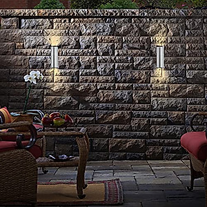 mirrea Modern Outdoor Porch Light Patio Light in 2 Lights with Aluminum Cylinder and Tempered Glass Cover Waterproof Wall Sconce 2 Pack (Metallic Gray)