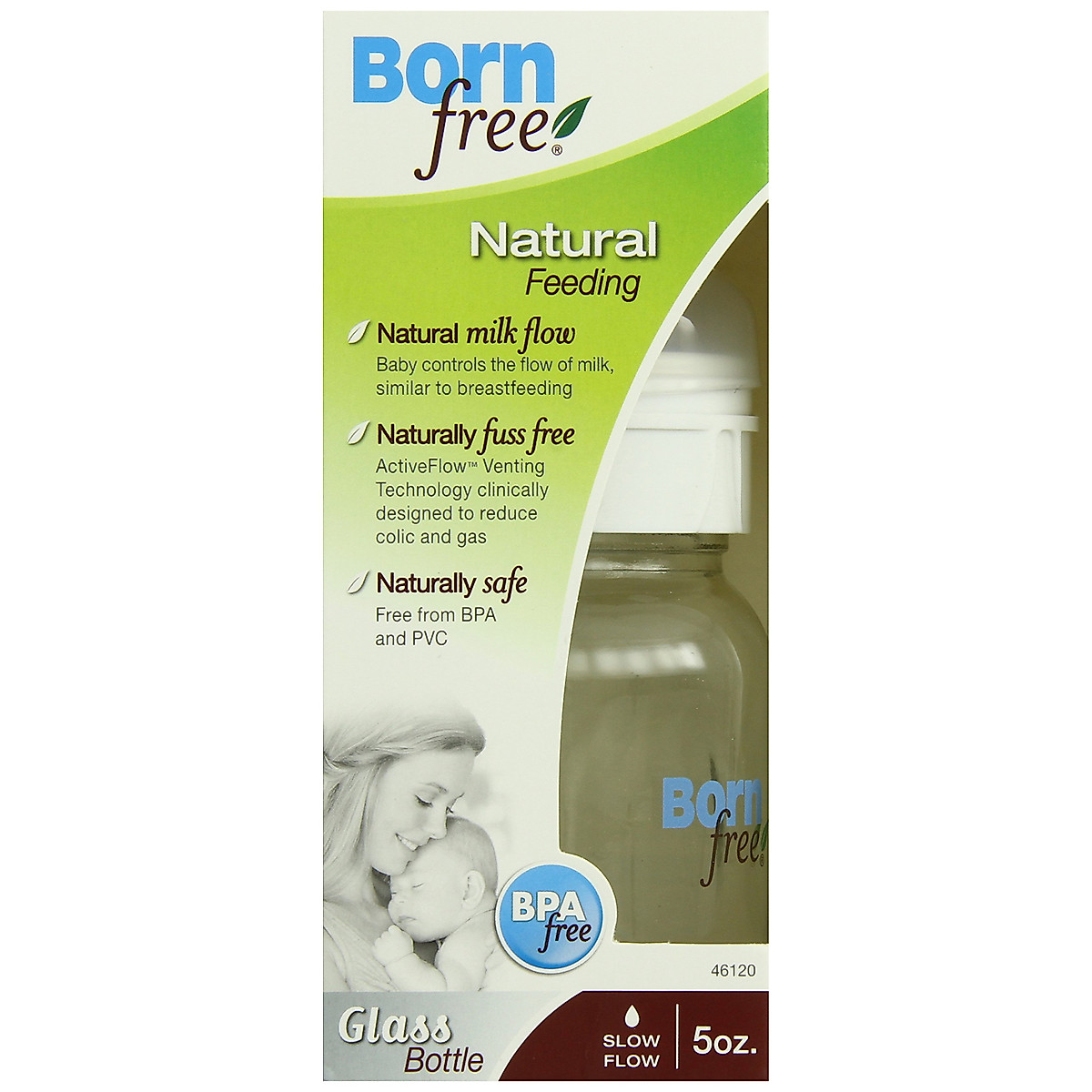 Born Free, Bottle Glass Wide Neck 5 Ounce