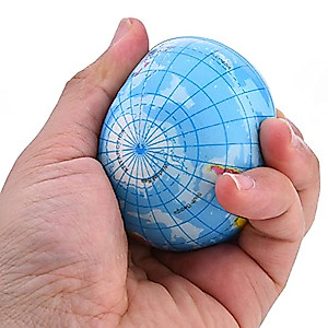 WYNOTT World Map Stress Balls | Squeezable Earth Day Globe Stress Ball,Pressure Relieving Health Balls Globe Pattern Balls for Kids, School, Classroom, and Party Favors