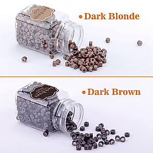 Duufin 2500 Pieces Micro Links Rings Hair Extensions Beads 5.0mm Silicone Lined Beads 5 Colors Micro Links for Women Men Hair Feather Extensions Tool