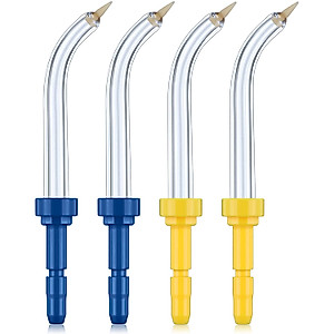 Yaomiao 4 Pcs Replacement Tips Compatible with Waterpik 2 Colors Periodontal Tips for Dental Water Flossers (Like Wp - 100) and Other Oral Irrigators