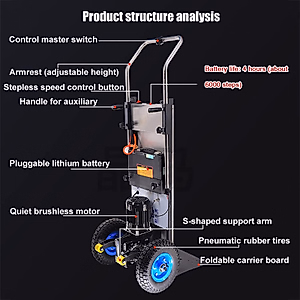 1200W Electric Stair Climber Cart, Professional Hand Truck, with Brushless Motor, Large Capacity Battery, Height and Speed Adjustable, 400Kg Load Capacity, for Carrying Material