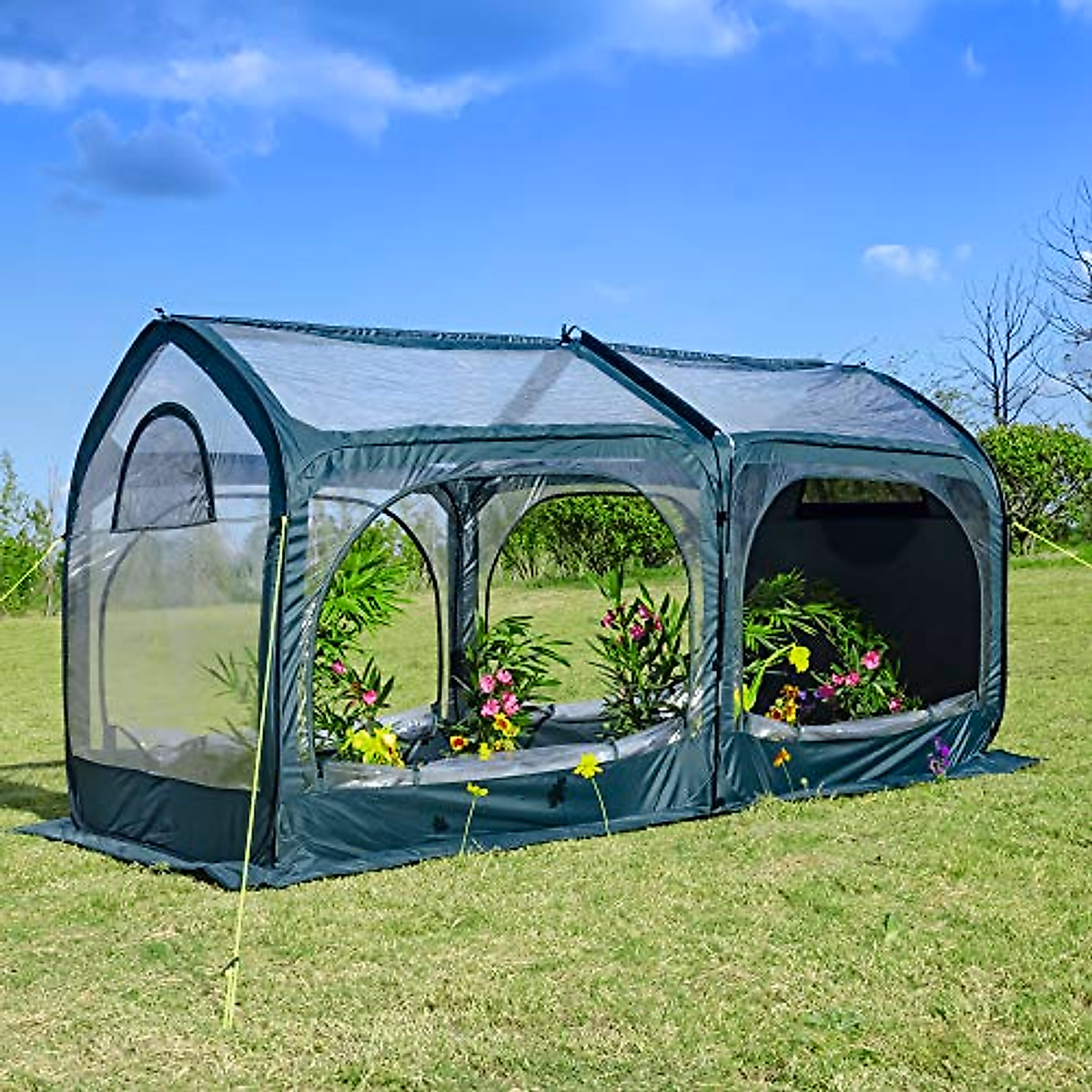 porayhut Pop Up Greenhouse Cover Flower House Mini Gardening Plant Flower Sunshine Room Room,Backyard PVC Greenhouse Cover for Cold Frost Protector Gardening Plants (Large)