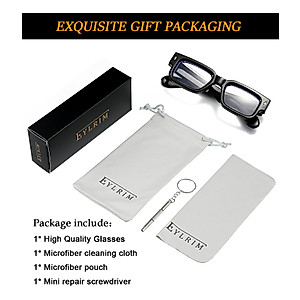 EYLRIM Square Thick Frame Glasses for Women Men Chunky Rectangle Blue Light Glasses Non Prescription Eyeglasses(Black)