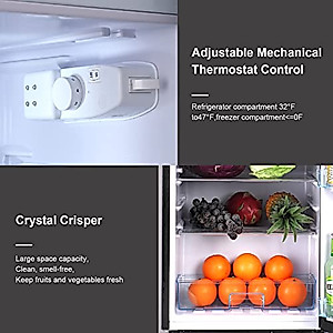 Compact Refrigerator 3.2 Cu.Ft WANAI Classic Retro Refrigerator 2 Door Mini Refrigerator Adjustable Remove Glass Shelves Refrigerator Suitable for Dorm Garage and Office