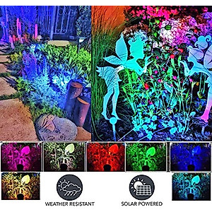 MTB Garden Solar Spotlights, 2-in-1 Colored Adjustable 4 LED Wall/Landscape Solar Lights with Automatic On/Off Sensor, 2 Pack