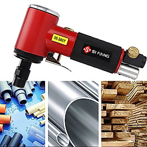 BaiNuo Pneumatic Angle Die Grinder - Right Angle Grinder Machine | ¼” Air Inlet Variable Speed Pneumatic Grinding Machine with 1/4" And 1/8" Collet, New Version Air Tool Set (Red)