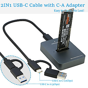 RIITOP M.2 to USB Docking Station, NVMe to USB-C Reader Adapter for Both M.2 (M Key) NVMe SSD and (B+M Key) SATA-Based SSD Enclosure