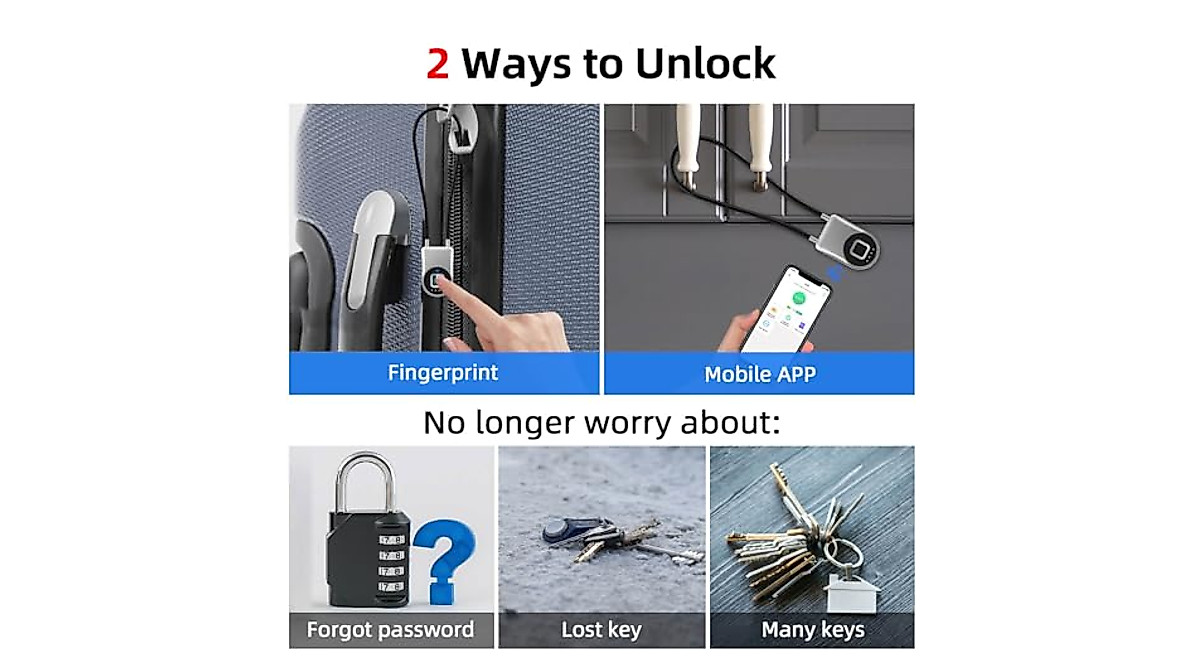 eLinkSmart Fingerprint Cable Lock - Keyless Security