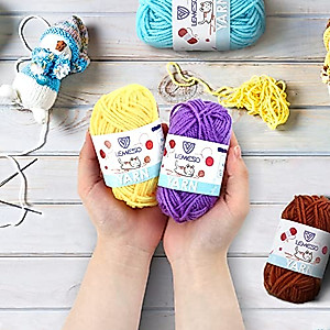 LEMESO 12 Skeins Mini Yarn, 12 Colors 100% Acrylic Mini Knitting Yarn, Great for Knitting Crochet Crafts