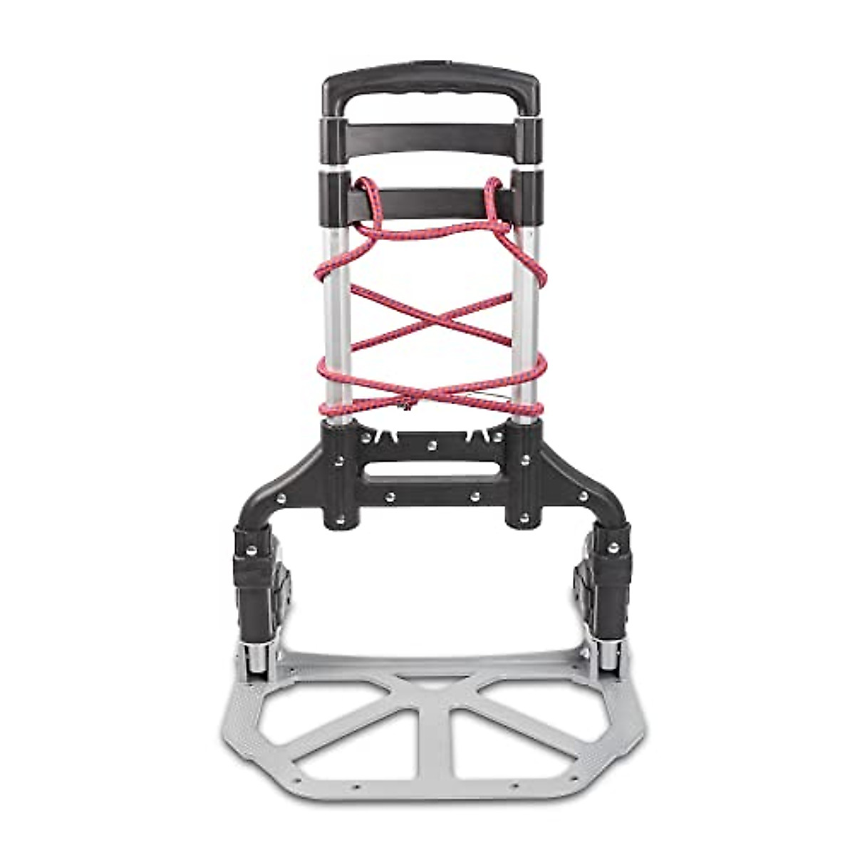 Ultimaxx Professional Heavy-Duty 150 Pound (lb) Capacity Aluminum Folding Hand Truck/Luggage Cart (Black/Silver) with Adjustable Handle, Folding Away Wheels, and Bungee Cord