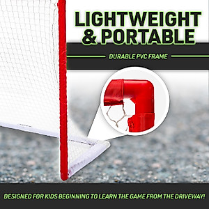 Franklin Sports NHL Street Hockey Goal with Net - Portable Lightweight PVC Youth Street + Roller For Kids - 46"